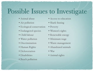 PYP Exhibition: Generating investigation issues | KEY
