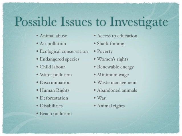 PYP Exhibition: Generating investigation issues | PPT