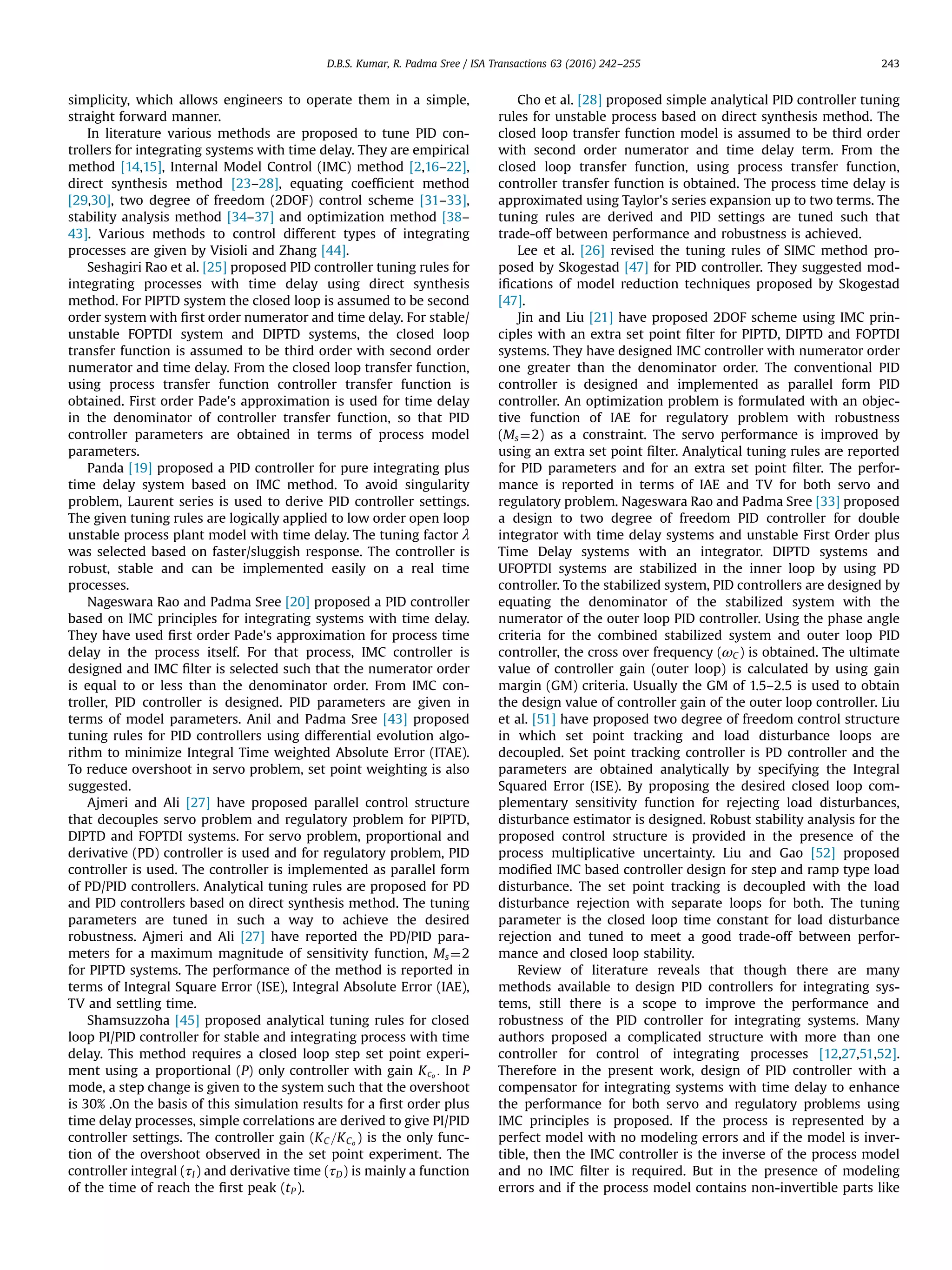 Tuning Of Imc Based Pid Controllers For Integrating Systems With Time Delay Pdf