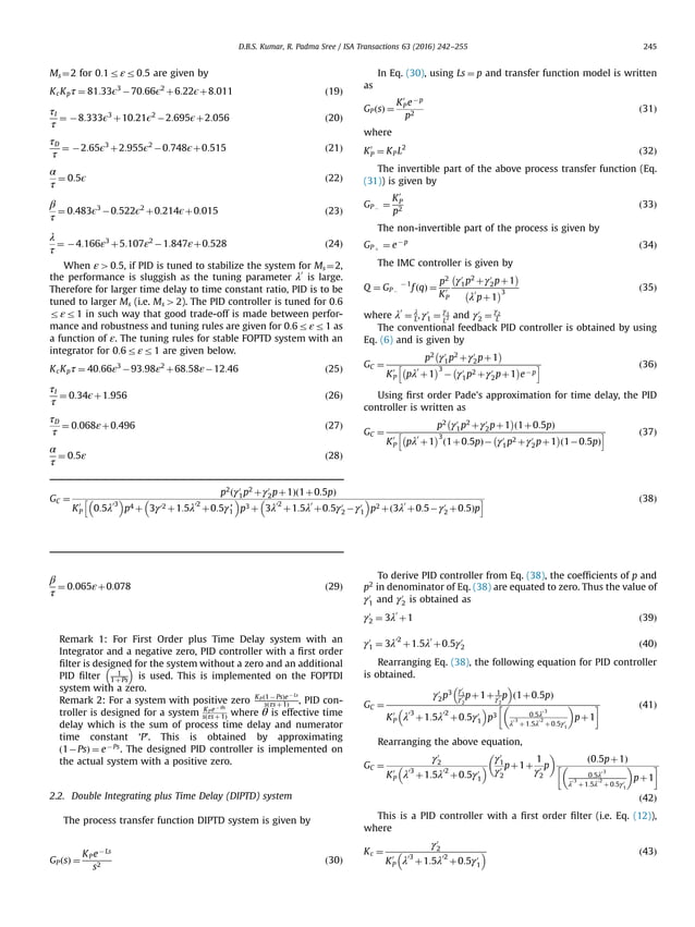Tuning Of Imc Based Pid Controllers For Integrating Systems With Time Delay Pdf 2136