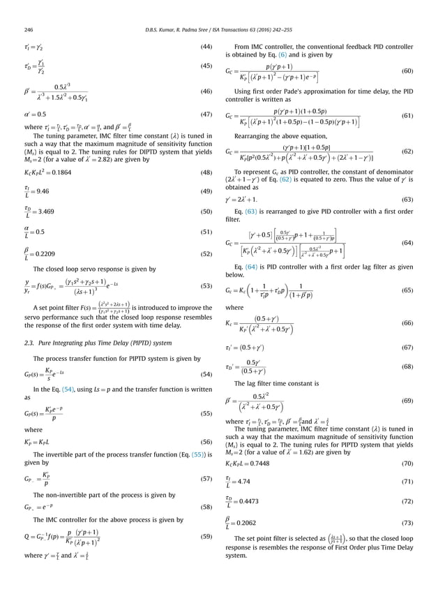 Tuning Of Imc Based Pid Controllers For Integrating Systems With Time Delay Pdf