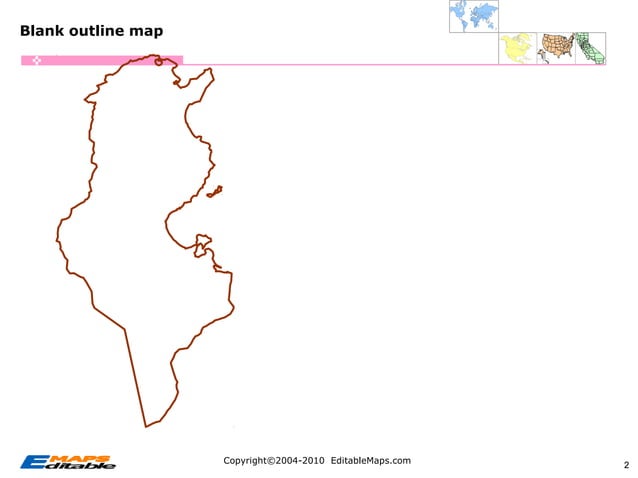 Tunisia map, Tunisia outline map, Tunisia editable map, Tunisia ...