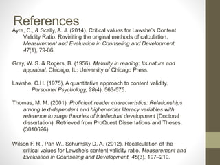 The Reading Maturity Scale: Initial Examination of Content and ...