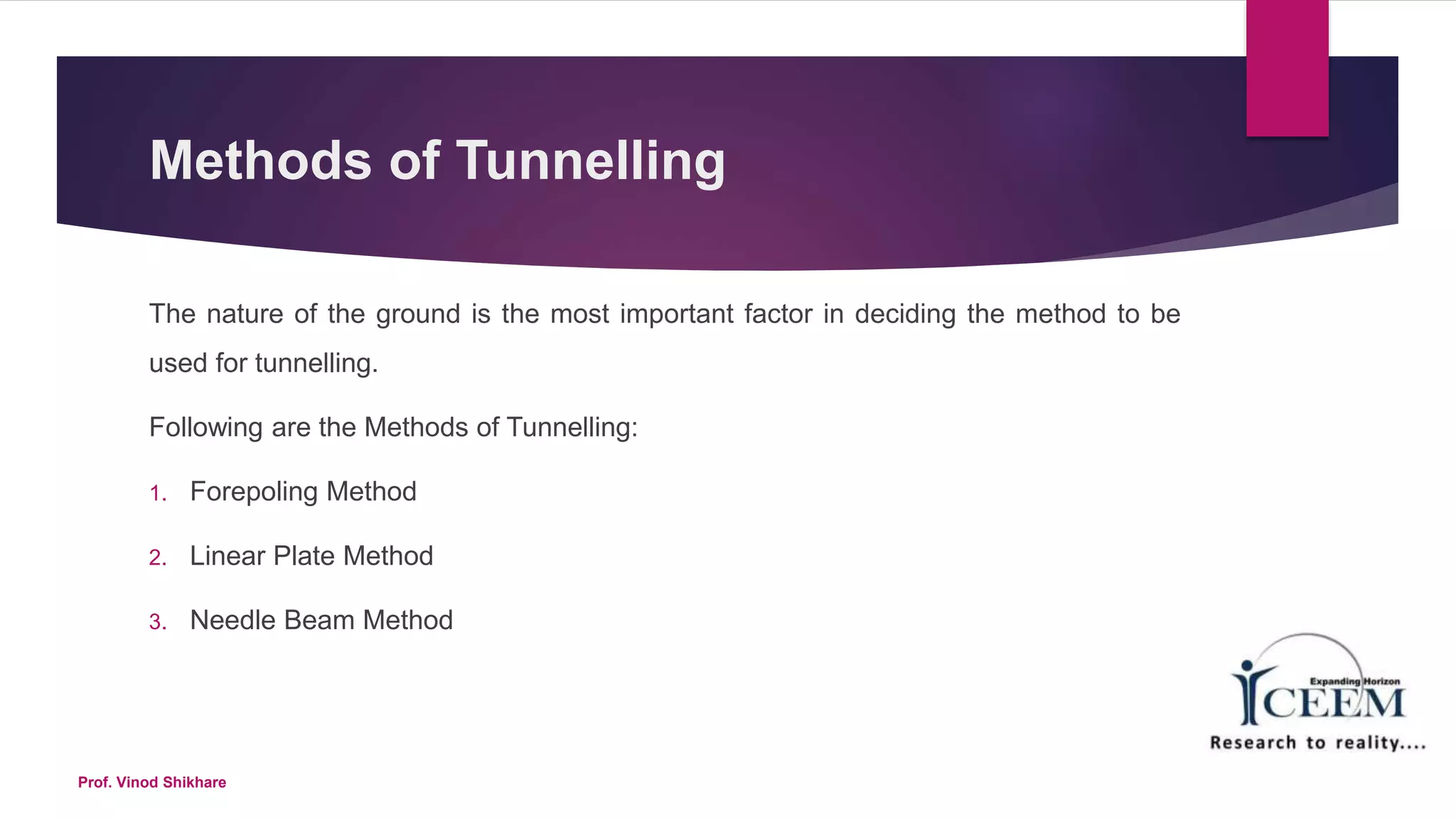 Tunnel engineering | PPTX