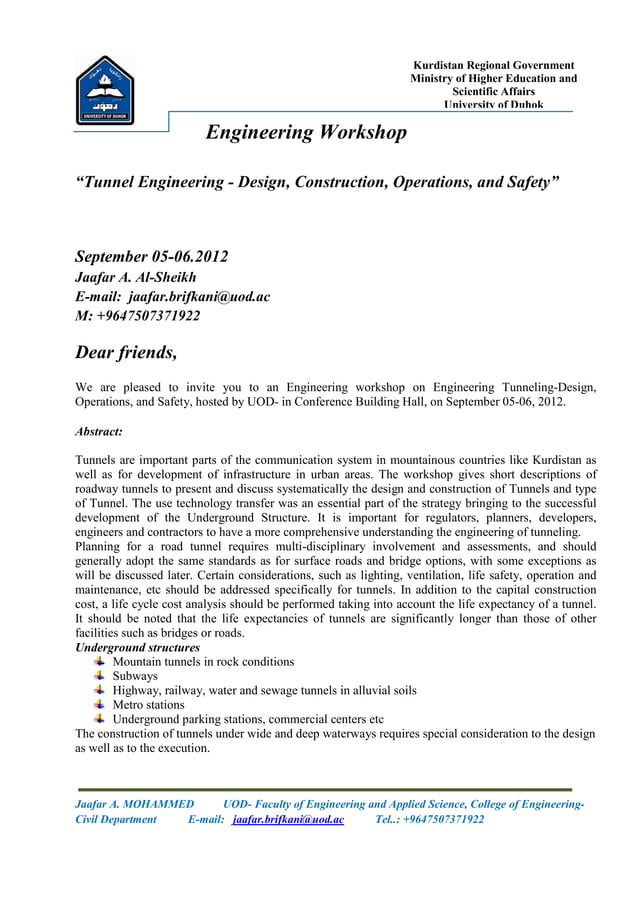 Tunnel engineering workshop | PDF | Rail Travel | Travel Type