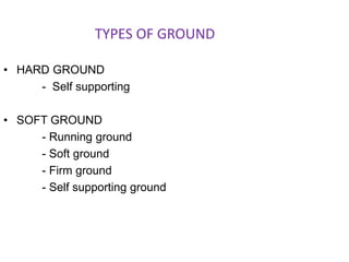 Tunneling in soft ground and hard rock | PPTX