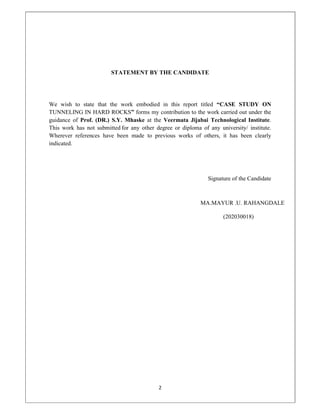Tunnel Engineering Report (VJTI MUMBAI) | PDF