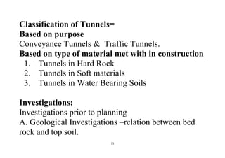 Tunnels, types & importance | PDF