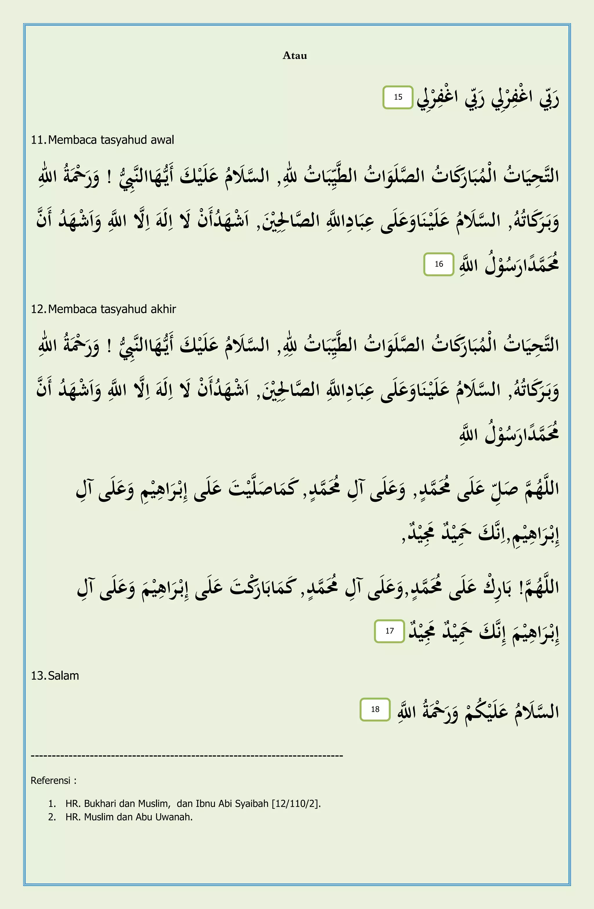 Tuntunan doa shalat dari takbiratur ihram salam | PDF