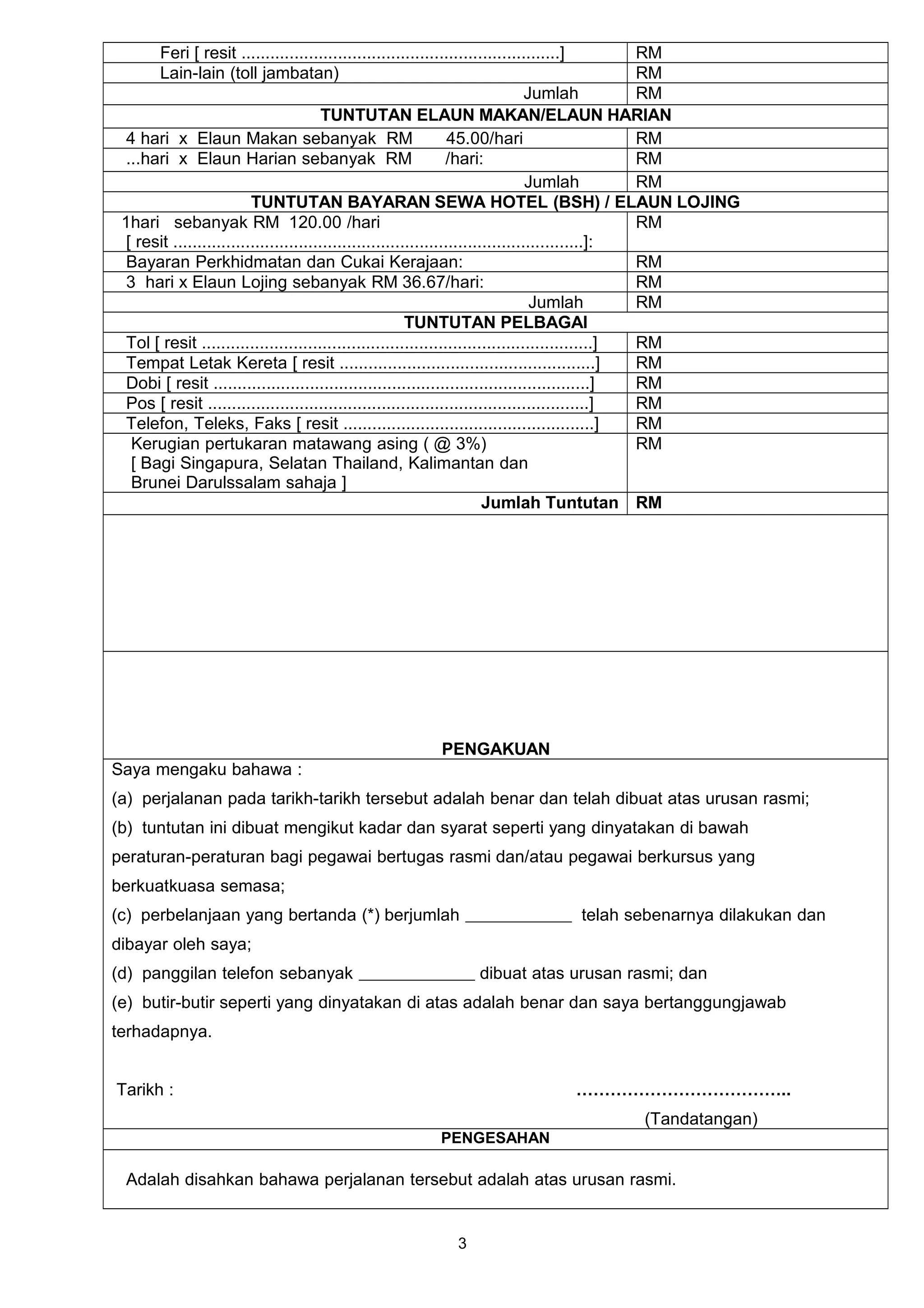 Tuntutan elaun perjalanan | DOC