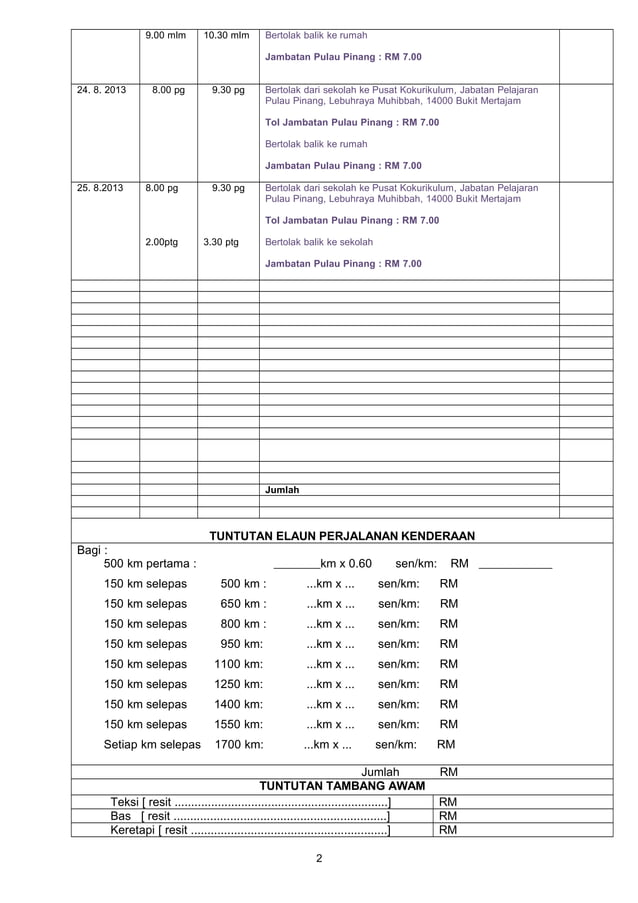 Tuntutan elaun perjalanan | DOC