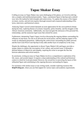 Tupac Shakur Essay. Tupac Shakur Brendas Baby - Free Essay Example ...
