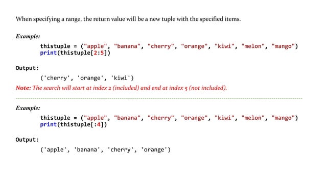 Tuple in python | PPTX | Programming Languages | Computing