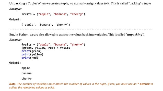 Tuple in python | PPTX | Programming Languages | Computing
