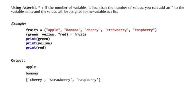 Tuple in python | PPTX | Programming Languages | Computing
