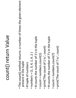 PYTHON PROGRAMMING AND LAB TUPLES & LISTS.pdf | Free Download