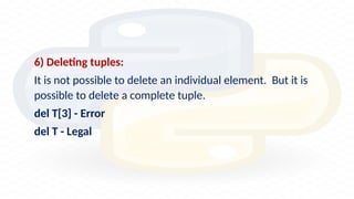Tuples class 11 notes- important notes for tuple lesson | PPTX