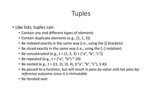 Tuples-and-Dictionaries.pptx | Programming Languages | Computing