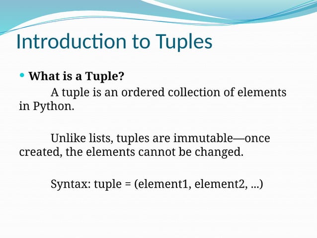 Tuples in Python Object Oriented Programming.pptx | Programming Languages | Computing