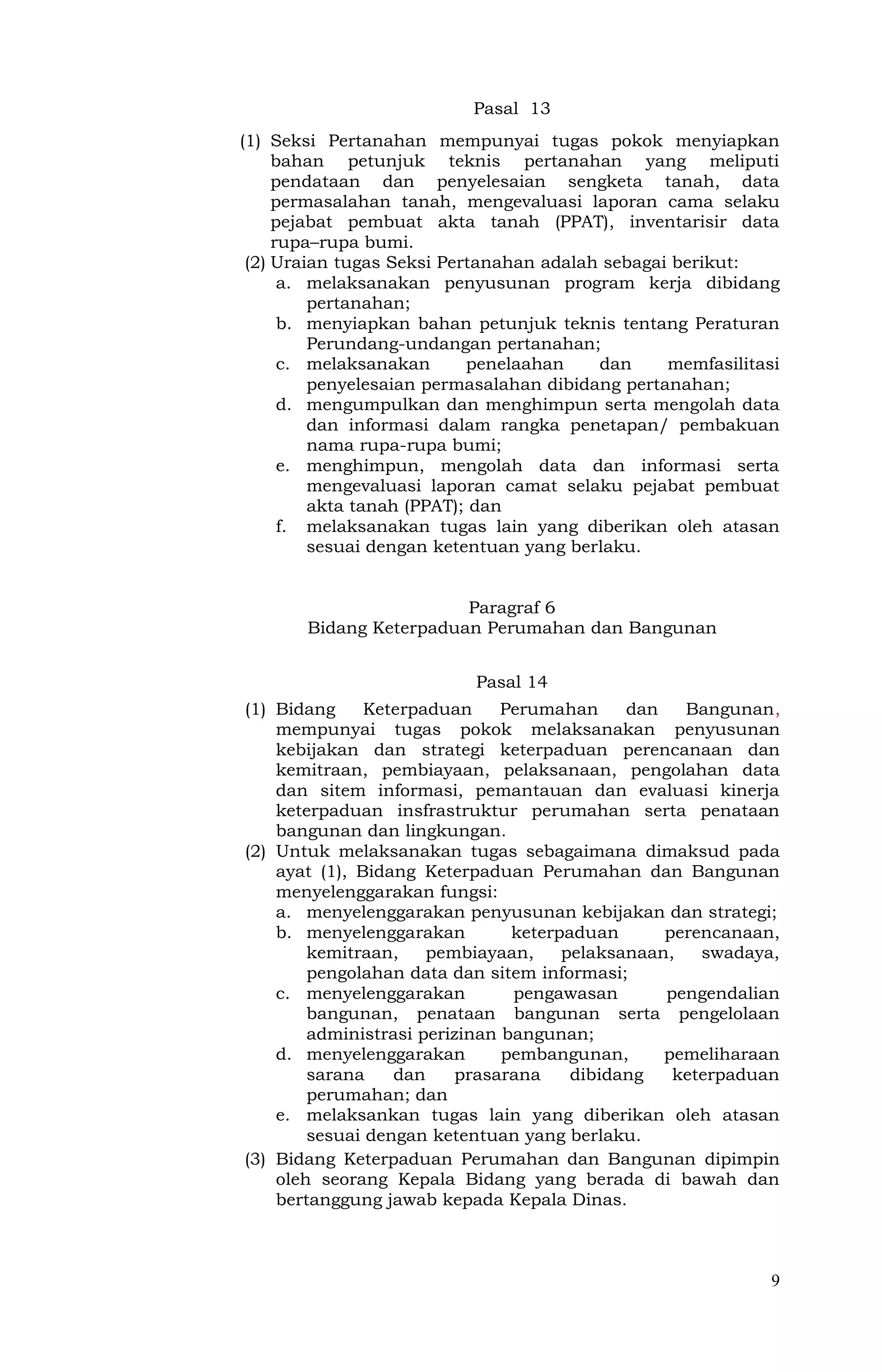 Tupoksi dinas perumahan dan kawasan pemukiman | PDF