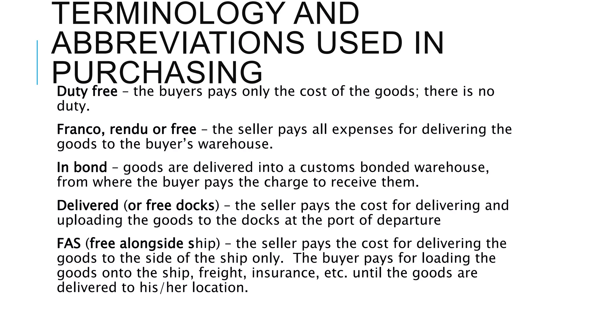 Terminology and abbreviations used in purchasing documents | PPTX