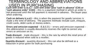 Terminology and abbreviations used in purchasing documents | PPT
