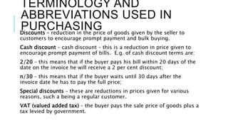 Terminology and abbreviations used in purchasing documents | PPT
