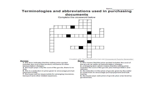 Terminology and abbreviations used in purchasing documents | PPT