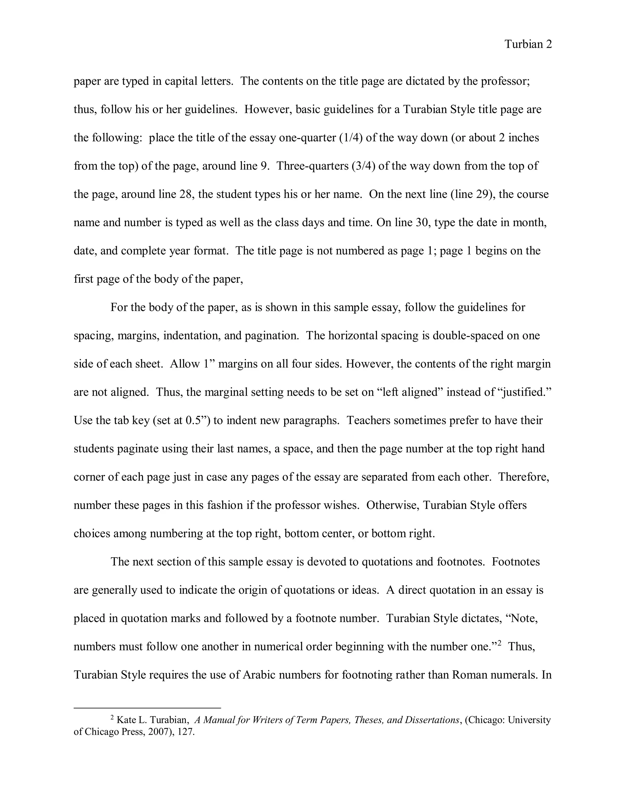 Turabian Example Paper with Footnotes Sample Paper - Austin Peay State ...