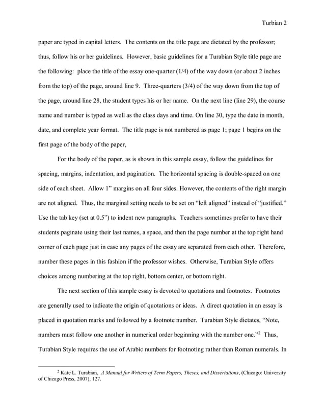 Turabian Example Paper with Footnotes Sample Paper - Austin Peay State ...