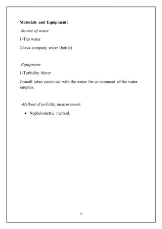 Turbidity | DOCX | Chemistry | Science