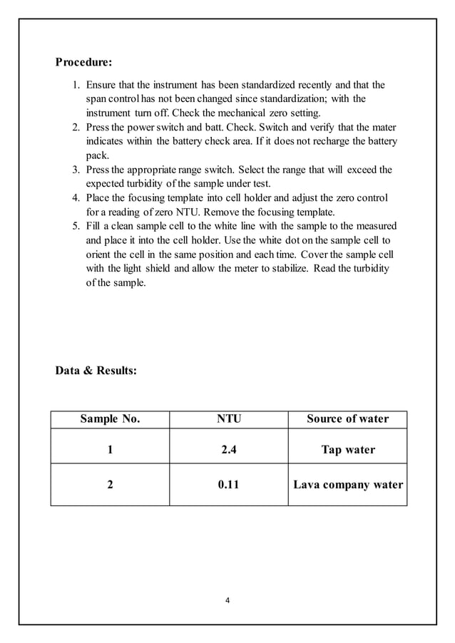 Turbidity | DOCX | Chemistry | Science