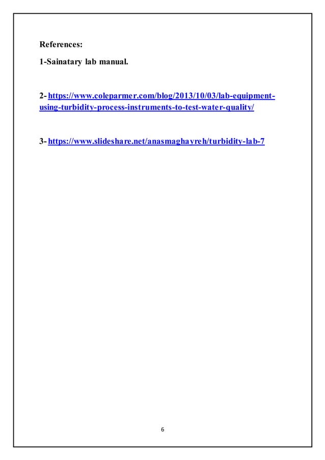 Turbidity | DOCX | Chemistry | Science