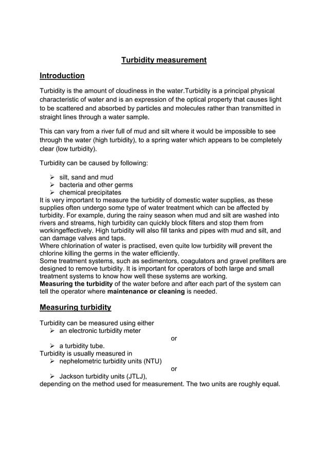 Turbidity measurement | PDF