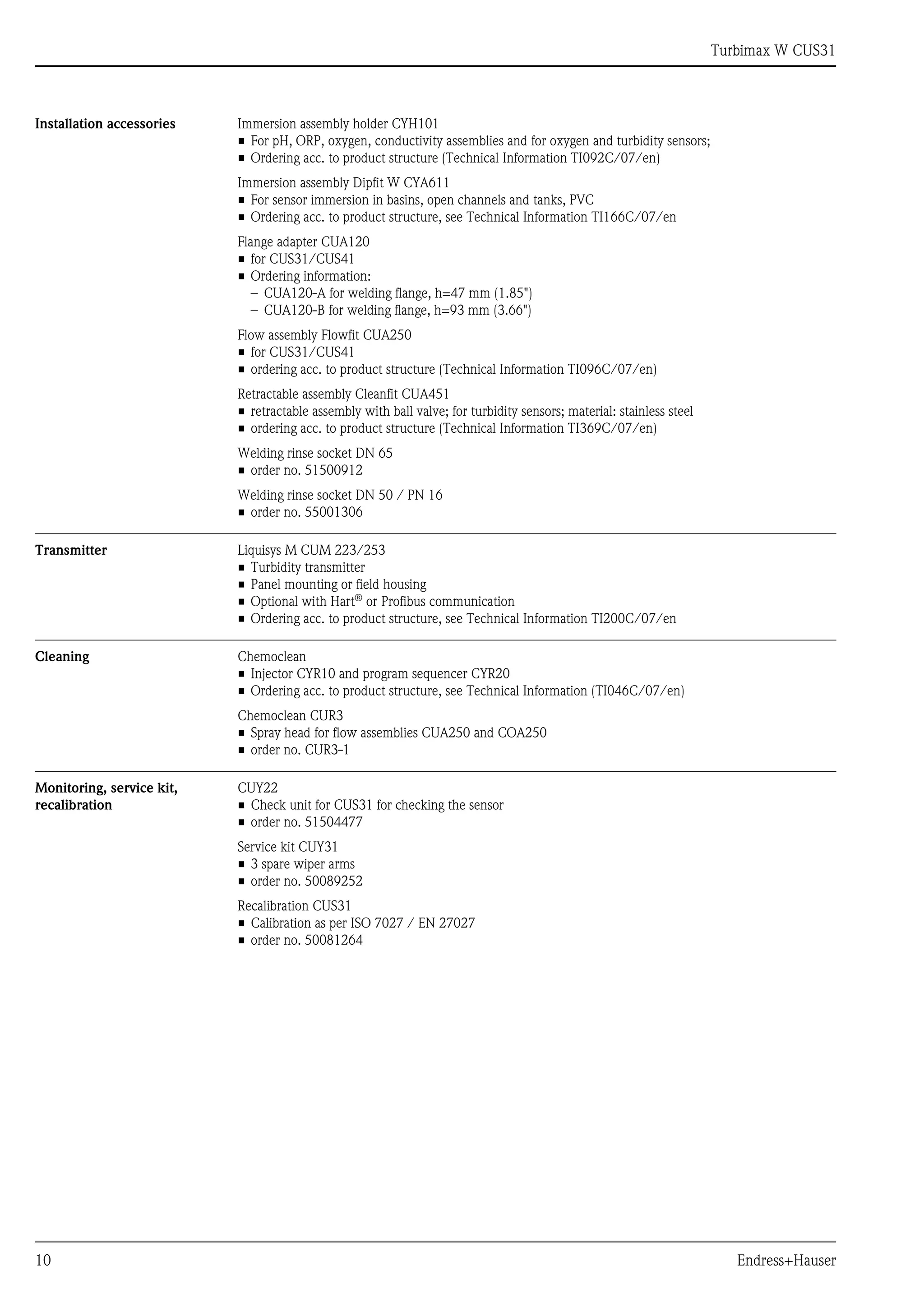 Turbidity sensor-Turbimax CUS31 | PDF