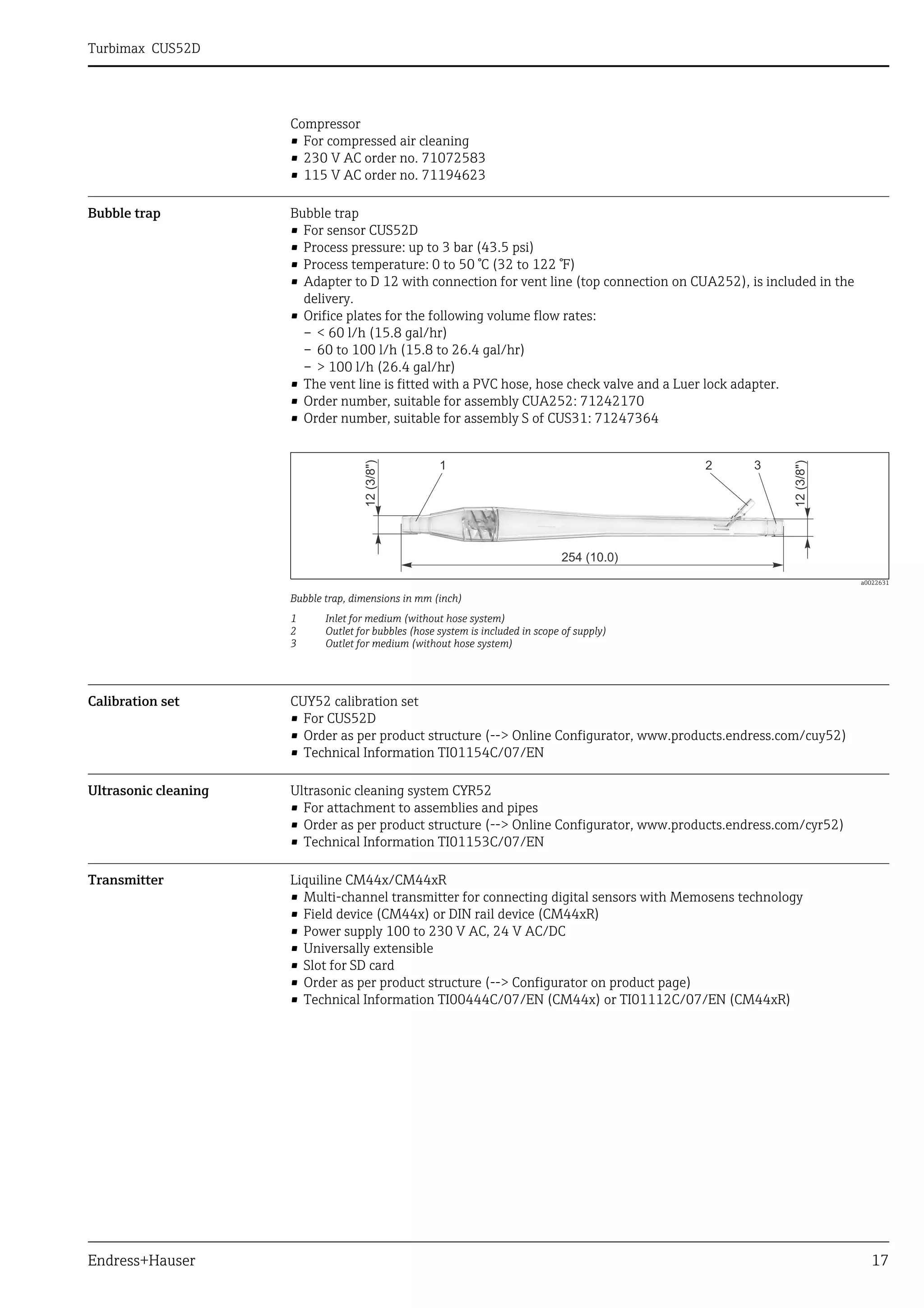 Turbimax cus52 d endress+hauser datasheet-turbidity sensor | PDF