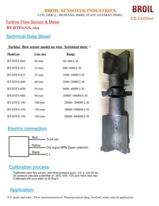 Turbine Flow Sensor With Pulse Output | PDF | Physics | Science