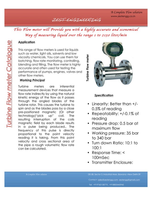 Turbine flow meter | PDF | Physics | Science