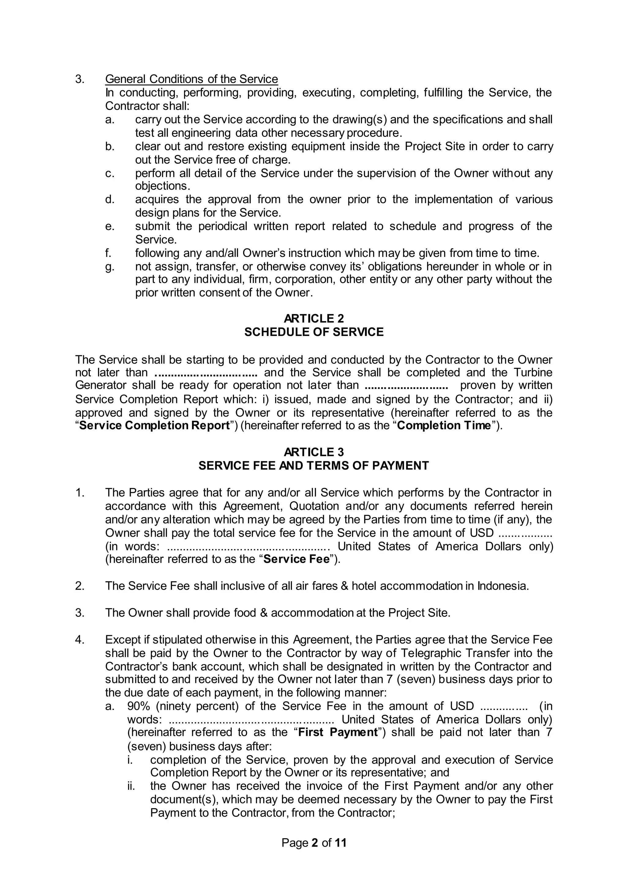 Turbine Generator Overhaul Contract Sample (Purchase this doc, Text ...