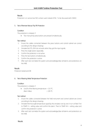Turbine protection test u4 | PDF