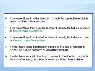 Classification of Hydraulic Turbines | PPTX