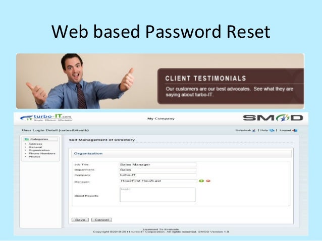 Self Manage Web Based Automate Password Reset