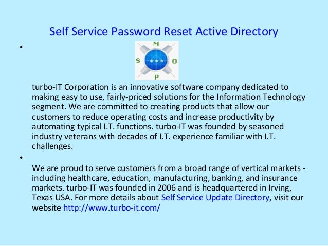 Self Manage Web Based Automate Password Reset
