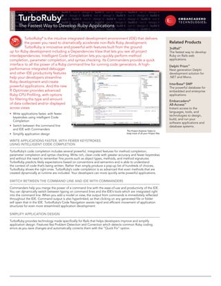 Develop Ruby Applications Fast | TubroRuby From Embarcadero Technologies | PDF