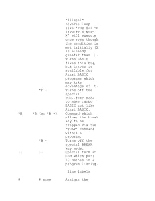 Turbo basic commands | DOCX