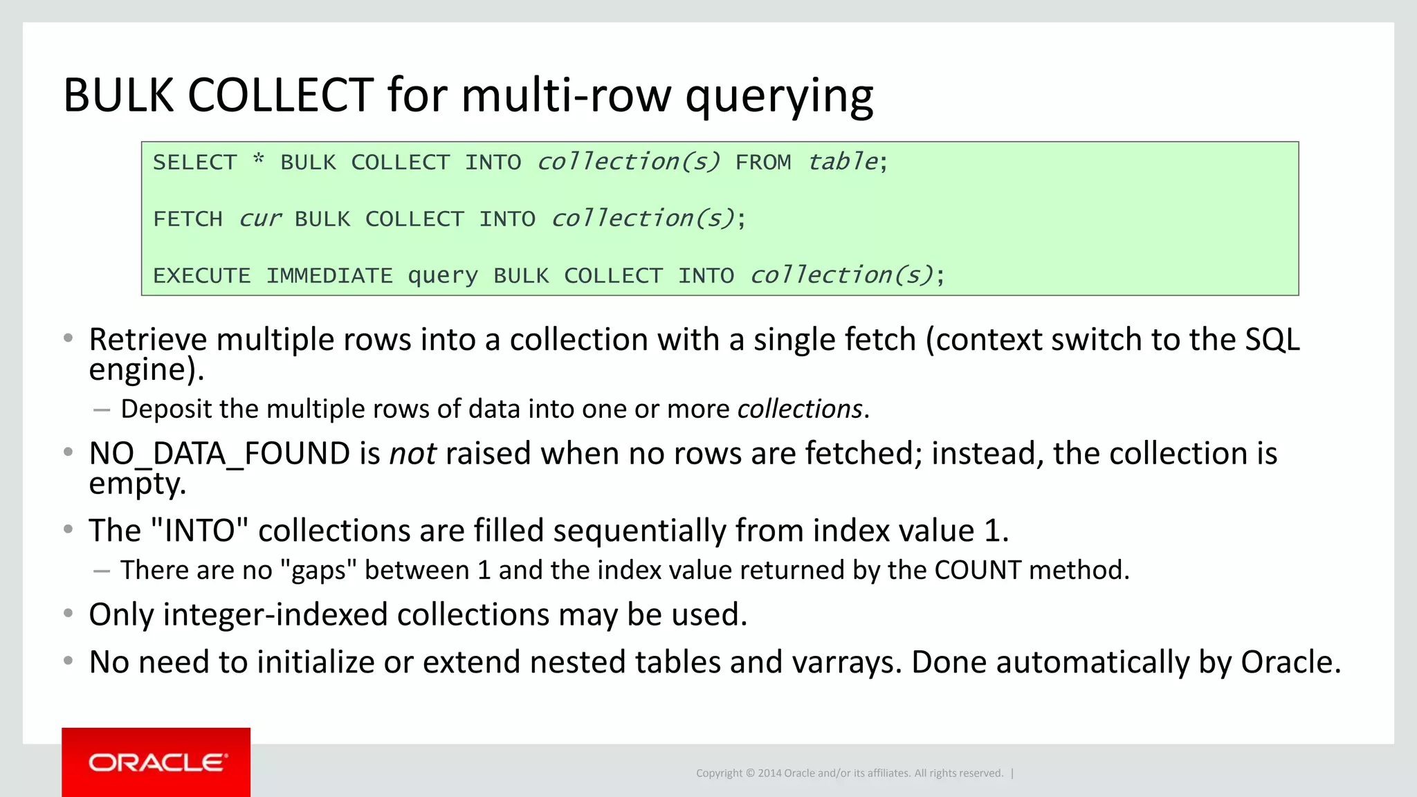 Turbocharge Sql Performance In Plsql With Bulk Processing Ppt 