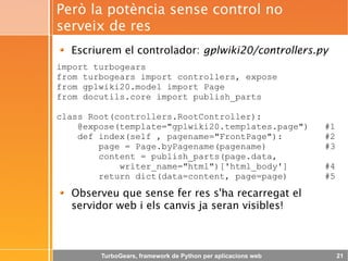Turbo Gears, Framework De Python Per Aplicacions Web | PPT | Free Download