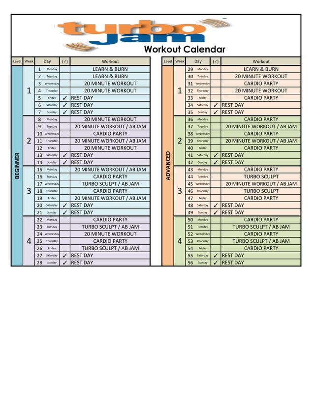 Turbo jam ii sheet1 | PDF | Participant Sports | Fitness and Exercise