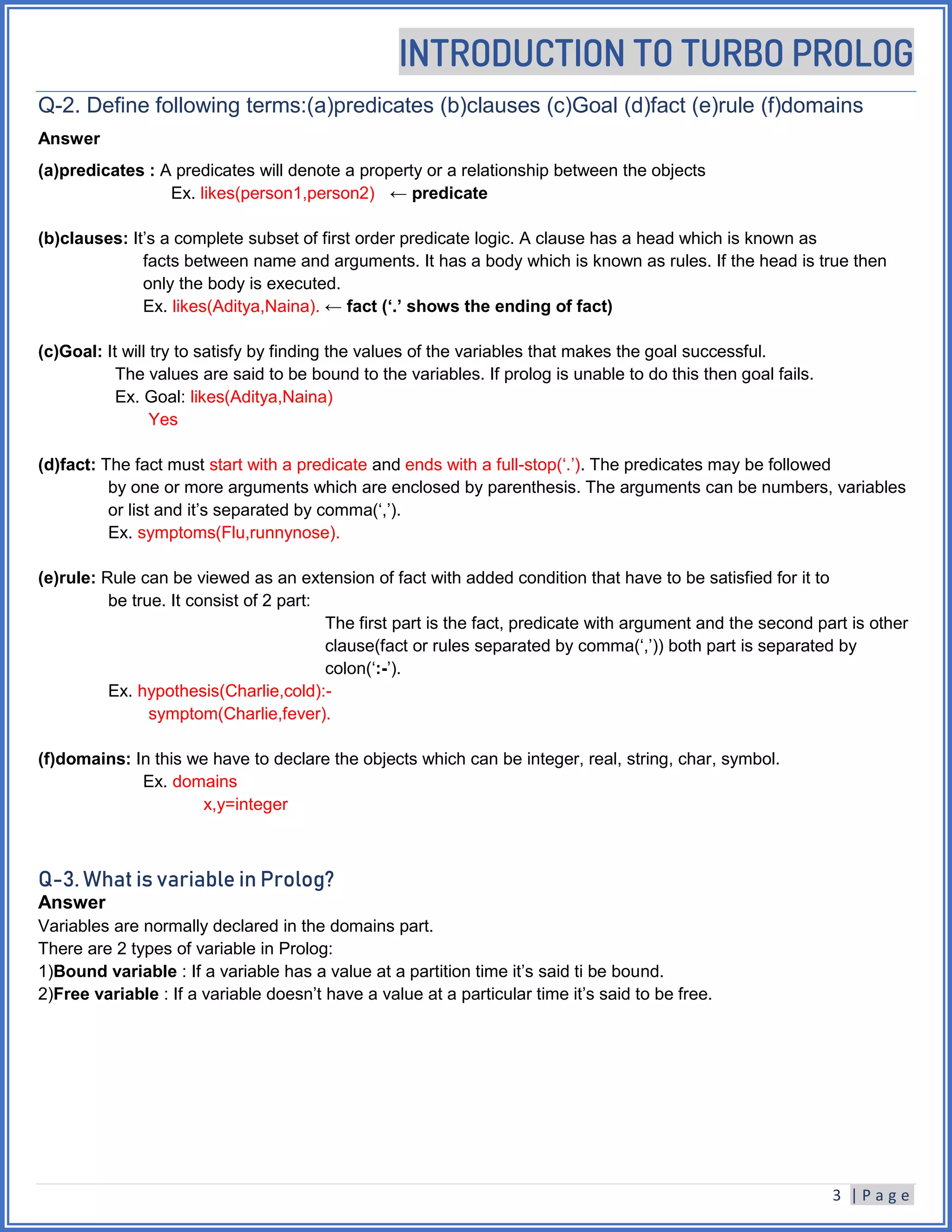 Turbo prolog 2.0 basics | PDF