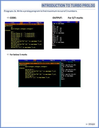 Turbo prolog 2.0 basics | PDF